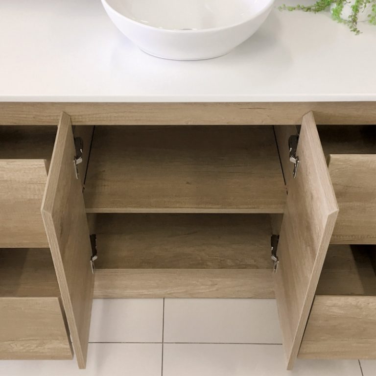 EDGE Scandi Oak Wall Hung Vanity Cabinet - Nuspace Homes